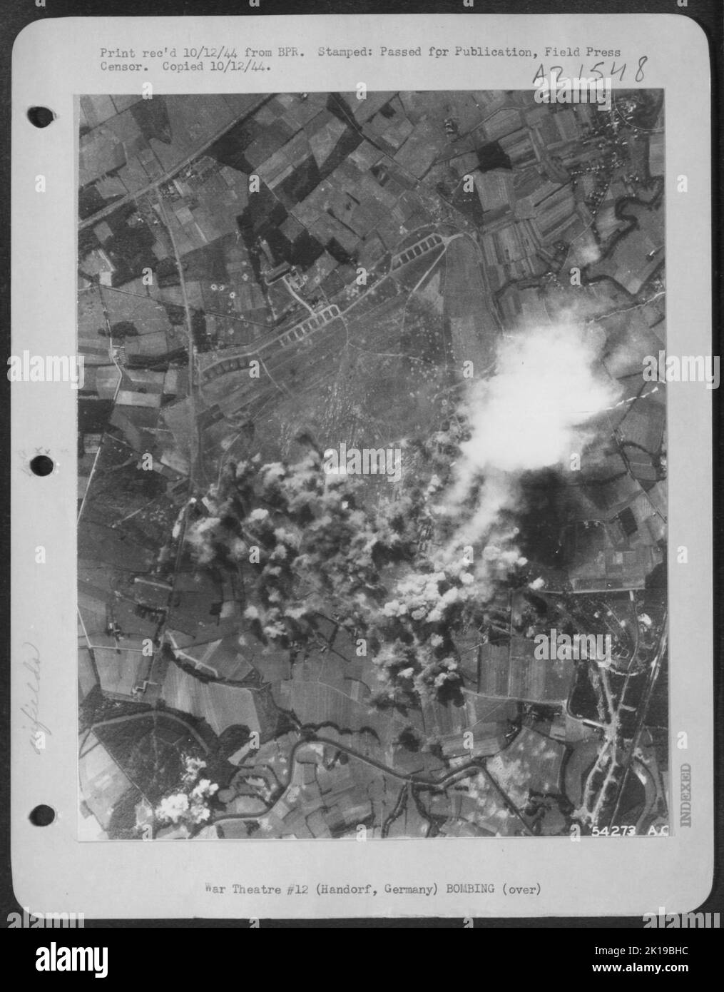 GERMANY-Erupting bombs burst on the Handorf airdrome near Munster ...