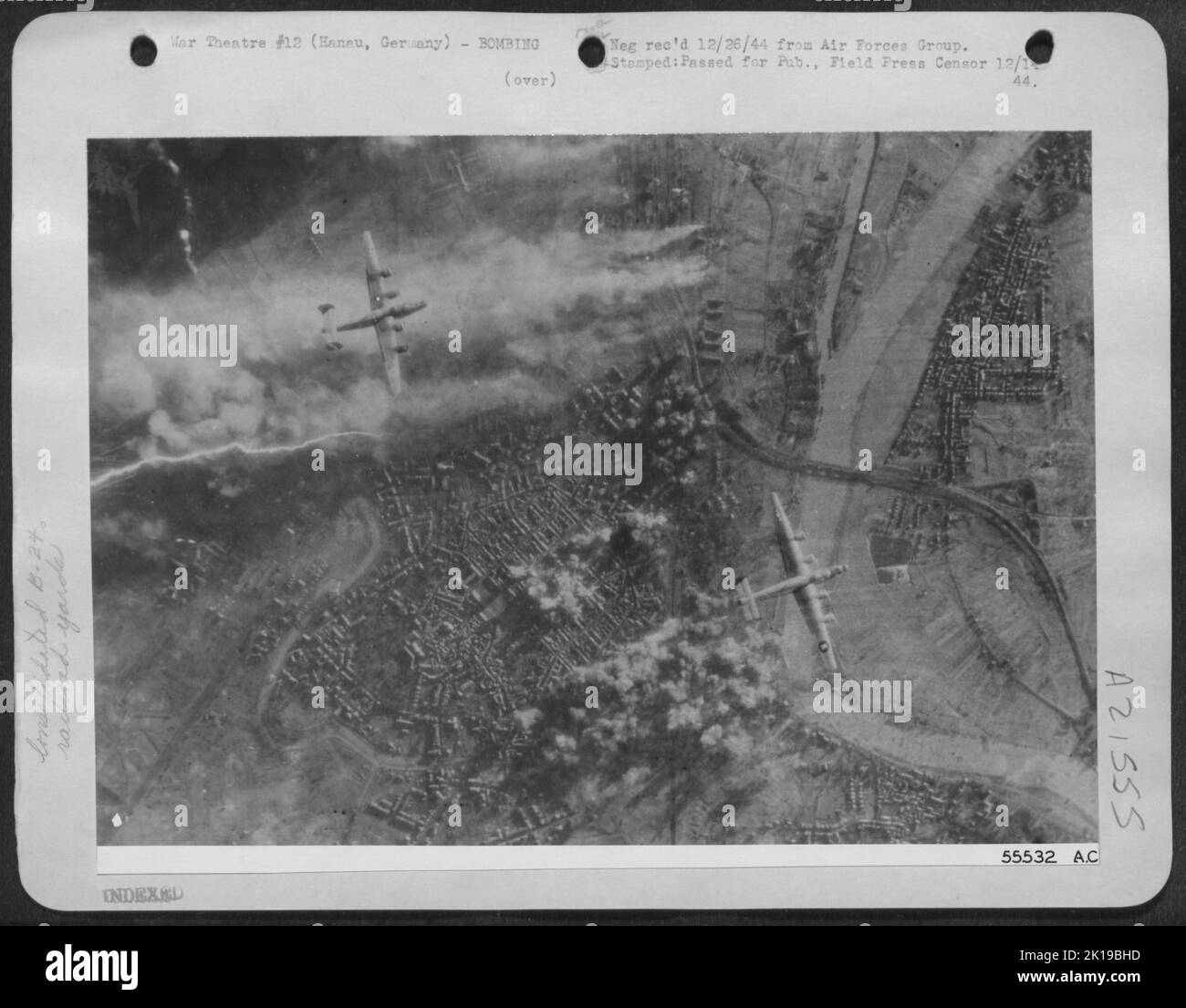 Multi-column smoke surges from the Hanau, German marshalling yards as ...