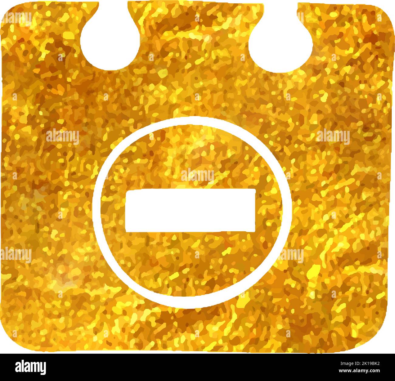 Hand drawn Unavailable label icon in gold foil texture vector ...