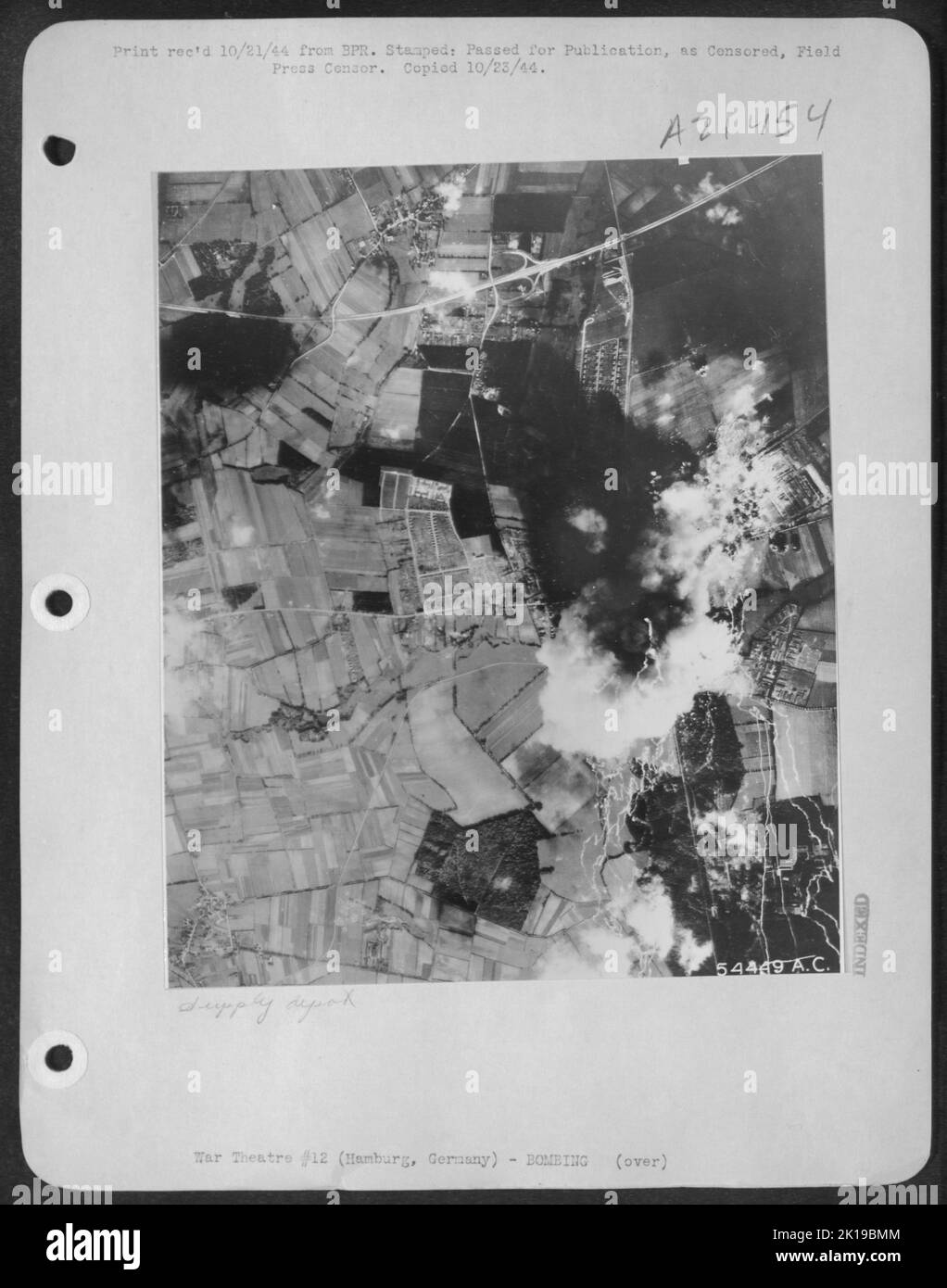 Incendiaries spread havoc at the large ordnance depot in the Hamburg ...