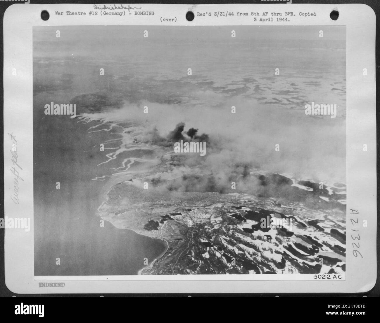 LIBERATORS HIT A TRIPLE--In a three-pronged attack on Friedrichshafen ...