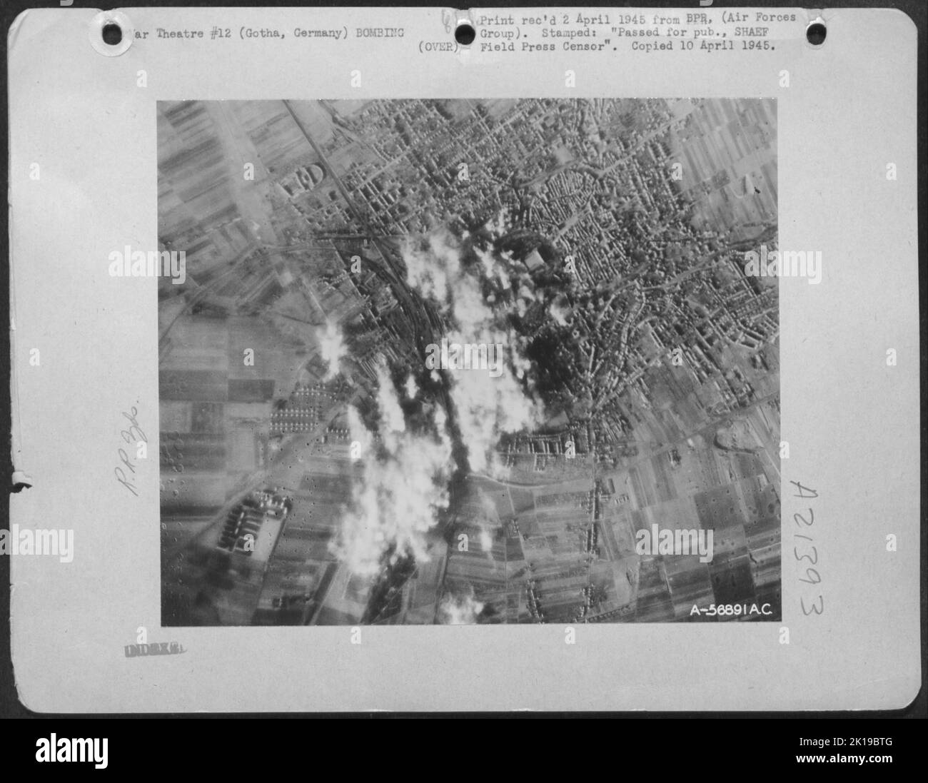 GOTHA ATTACK---Concentration of bombs from U.S. 8th AF Boeing B-17 ...