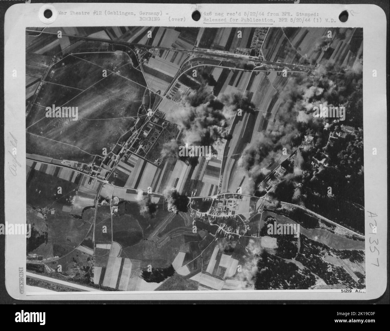 CONCENTRATED BURSTS-Erupting bombs on the Nazi airfield at Gablingen ...