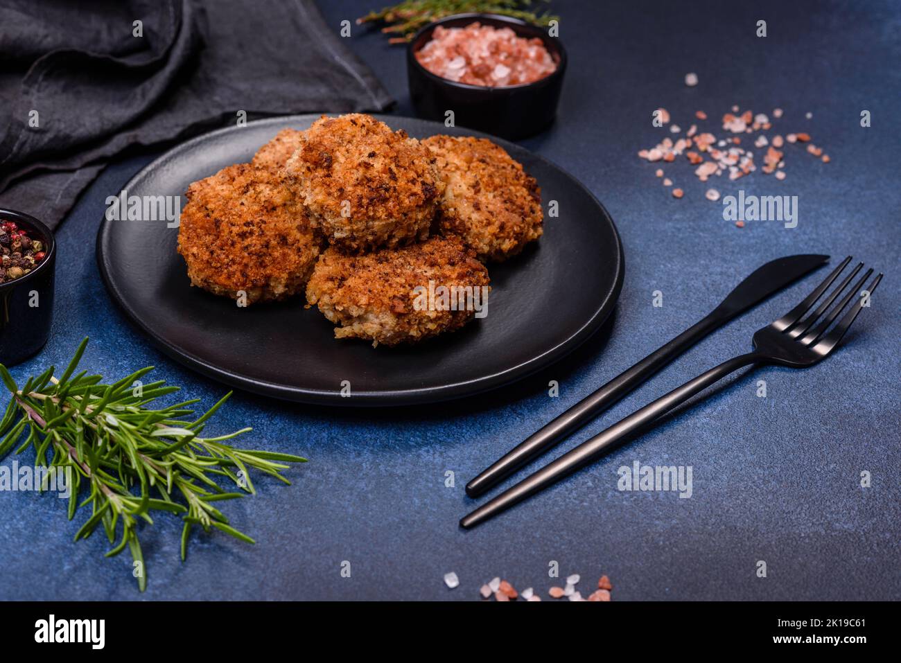 Delicious fresh ground beef patties with onions in breadcrumbs. Meat ...