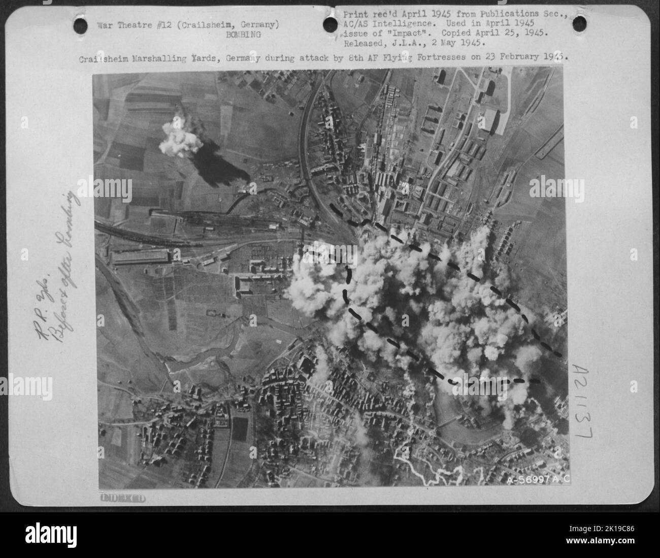 Crailsheim Marshalling Yards, Germany during attack by 8th AF Flying ...