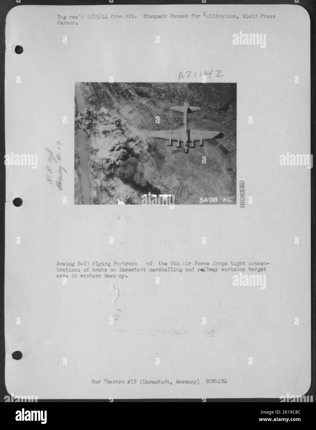 Boeing B-17 Flying Fortresses of the 8th Air Force drops tight ...