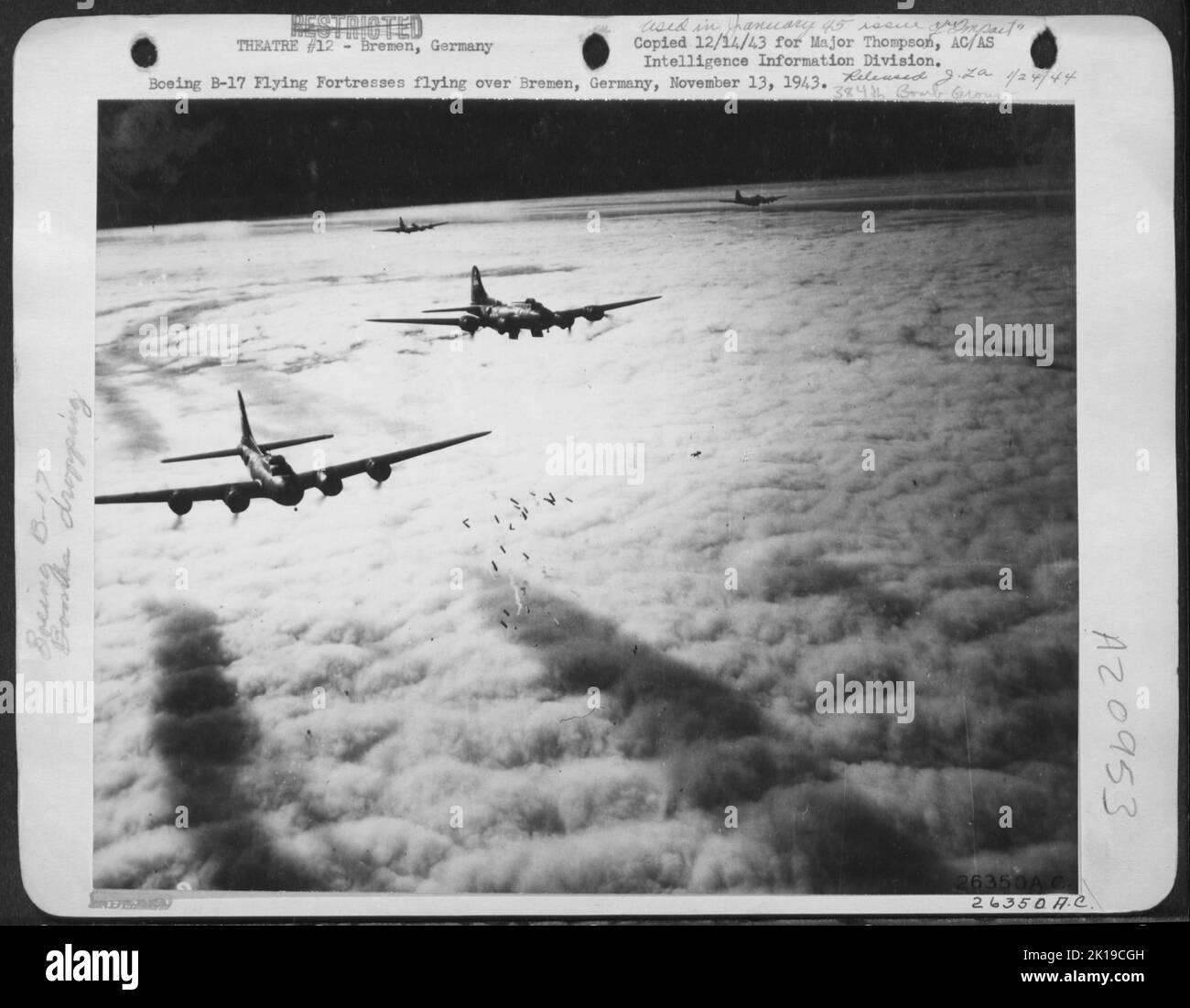 Boeing B-17 Flying Fortresses flying over Bremen, Germany, November 13 ...