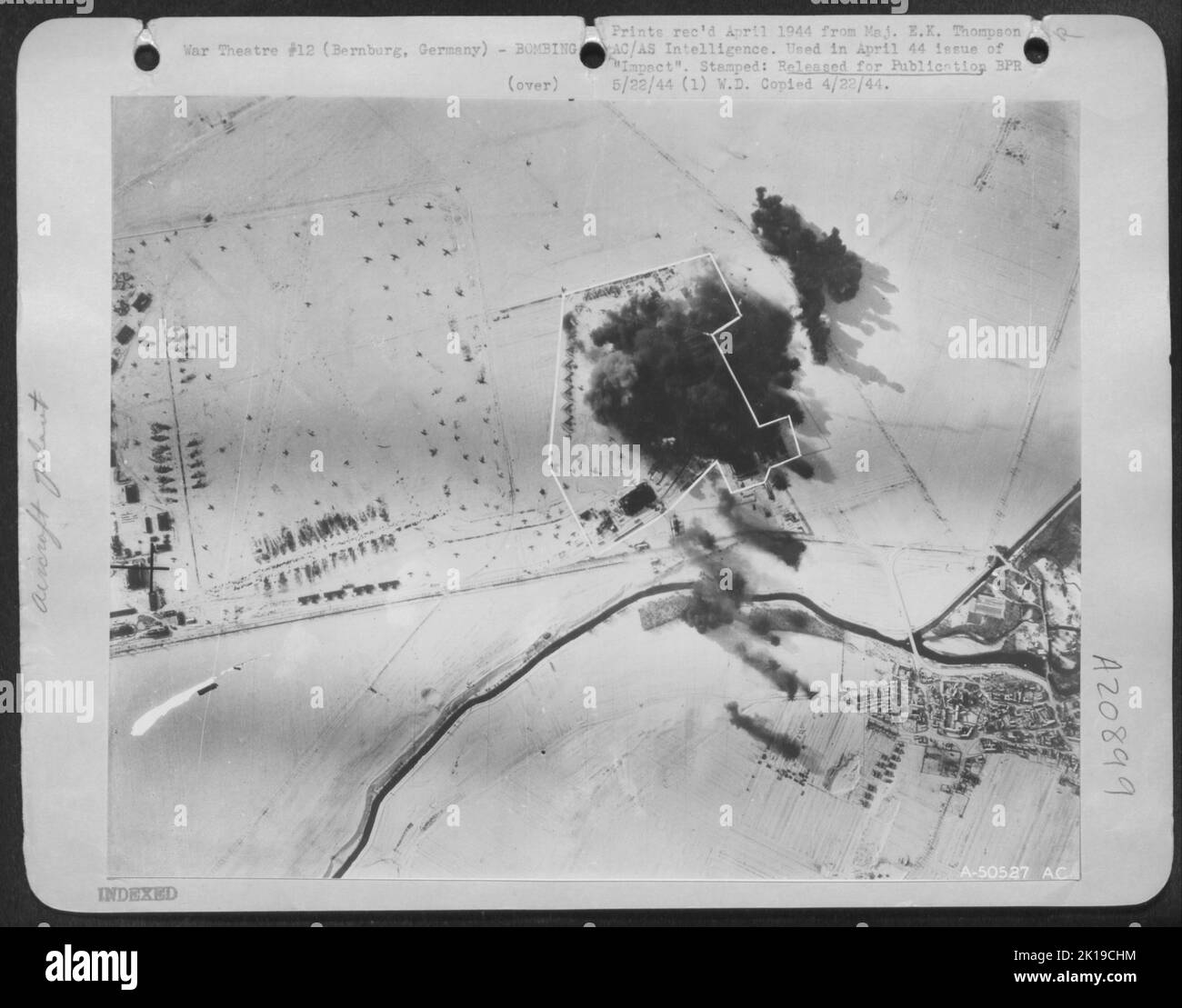 During Bombing: This attack (20 Feb 44) envelops the main assembly area ...