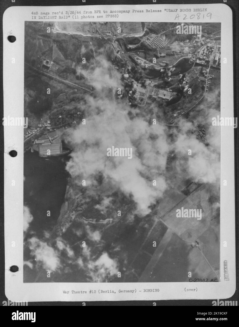 Bombs from US Army 8th Air Force Raiders hit an industrial target in ...