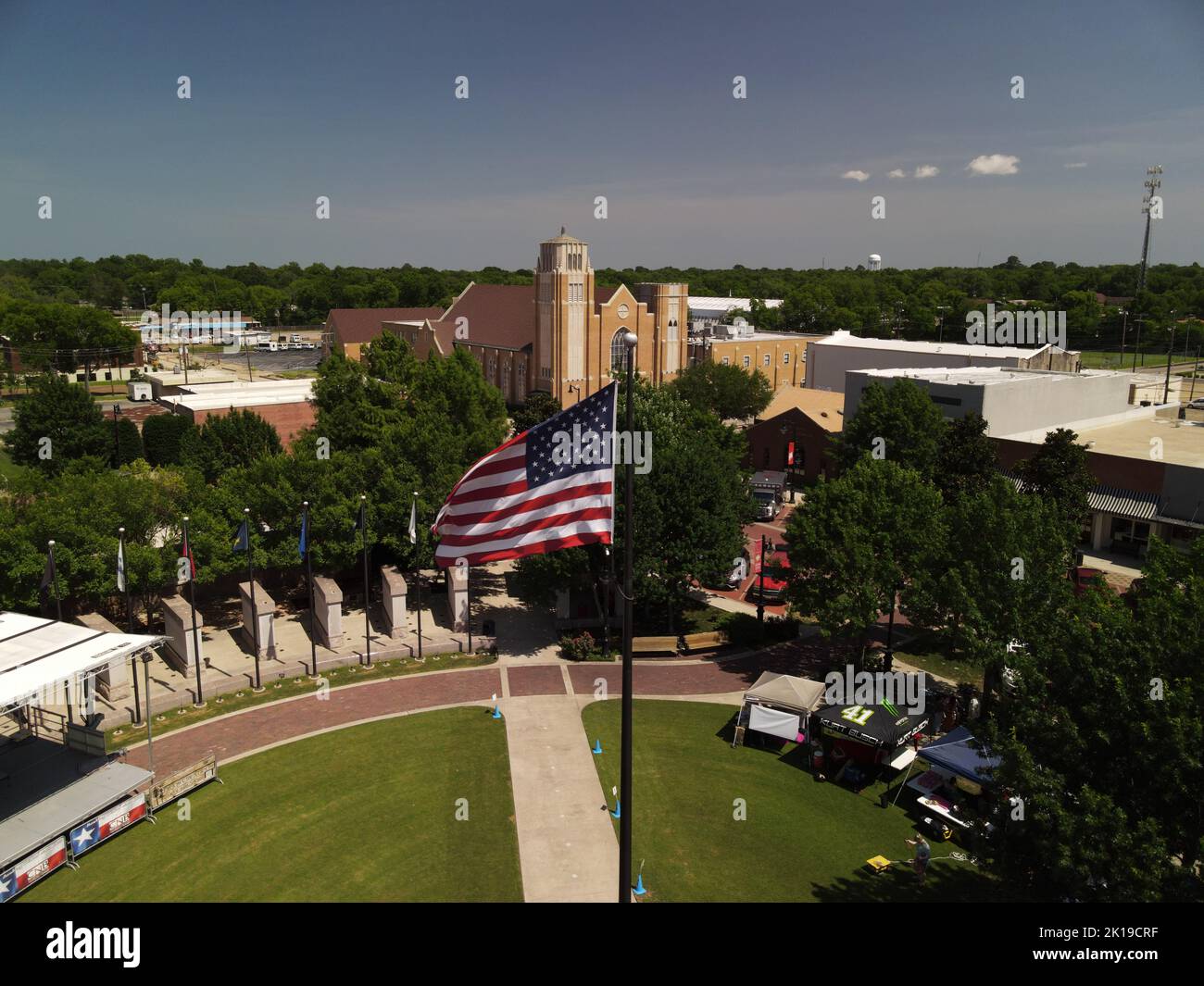 an aerial view of the American flag in downtown square Stock Photo - Alamy