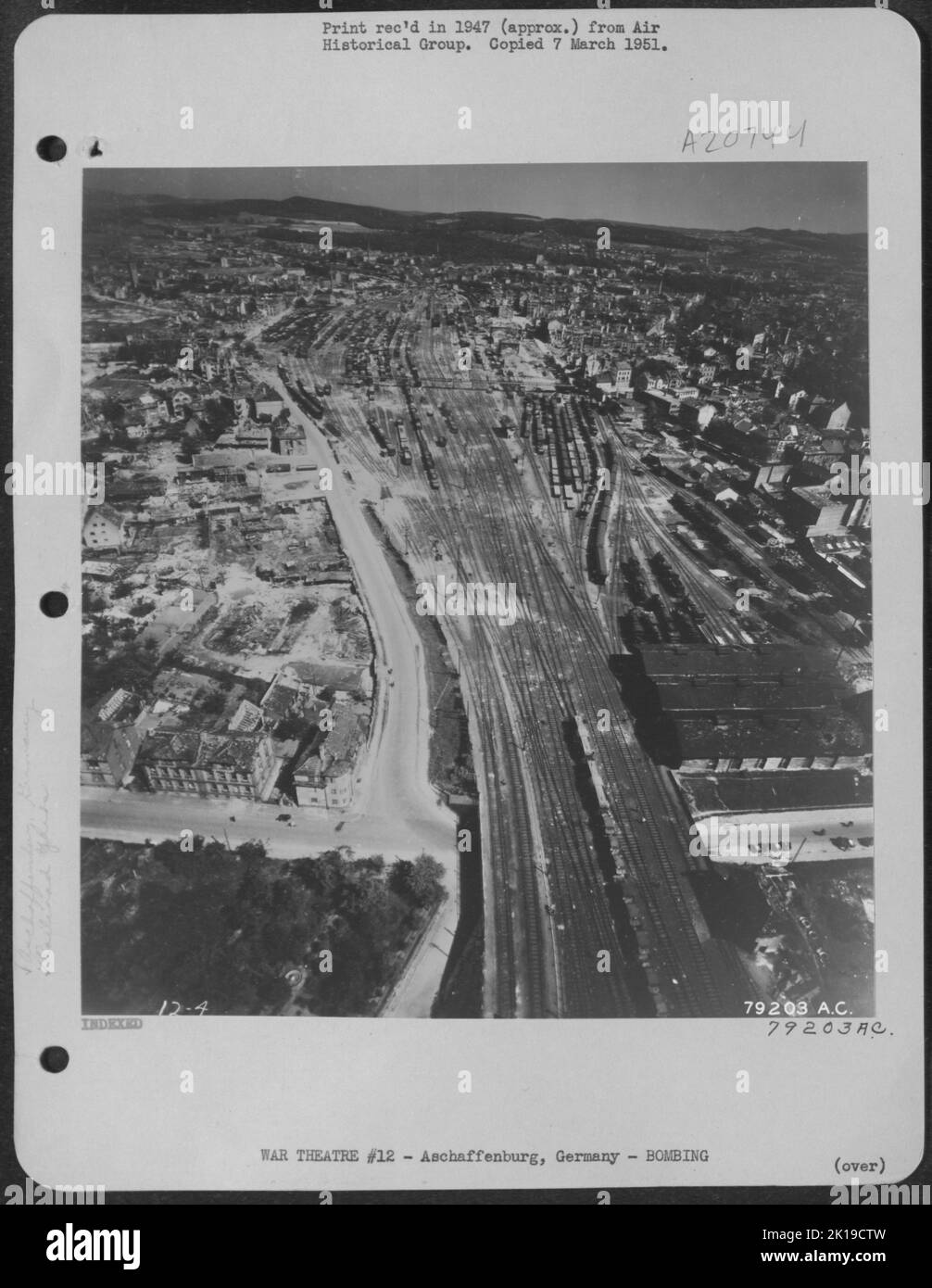 Aerial View Of A Bomb Damaged Railroad Yards At Aschaffenburg, Germany ...