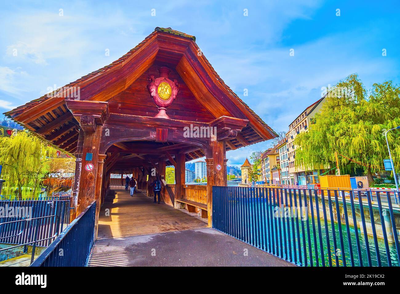The entrance to Spreuerbrucke (Spreuer Bridge), one of preserved ...