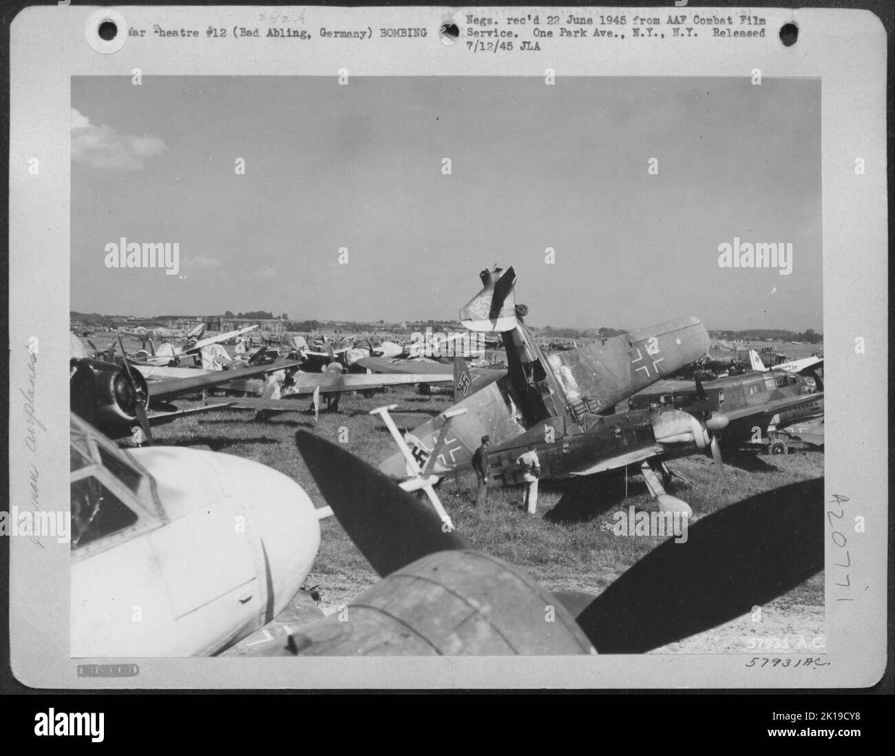 Damage To Enemy Airplanes On The Bad Abling Airdrome, Germany. May 1945 ...