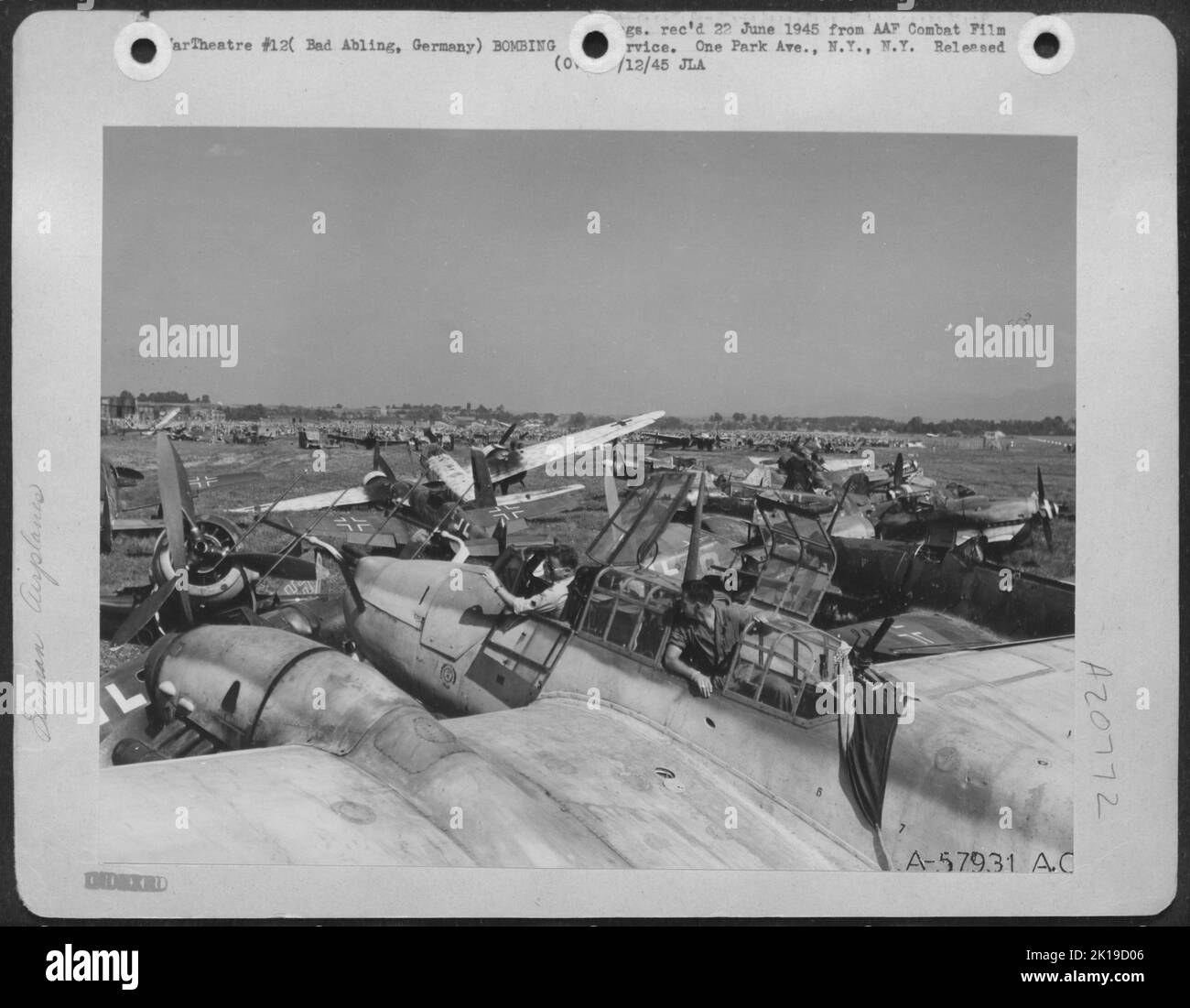 Damage To Enemy Airplanes On The Bad Abling Airdrome, Germany. May 1945 ...