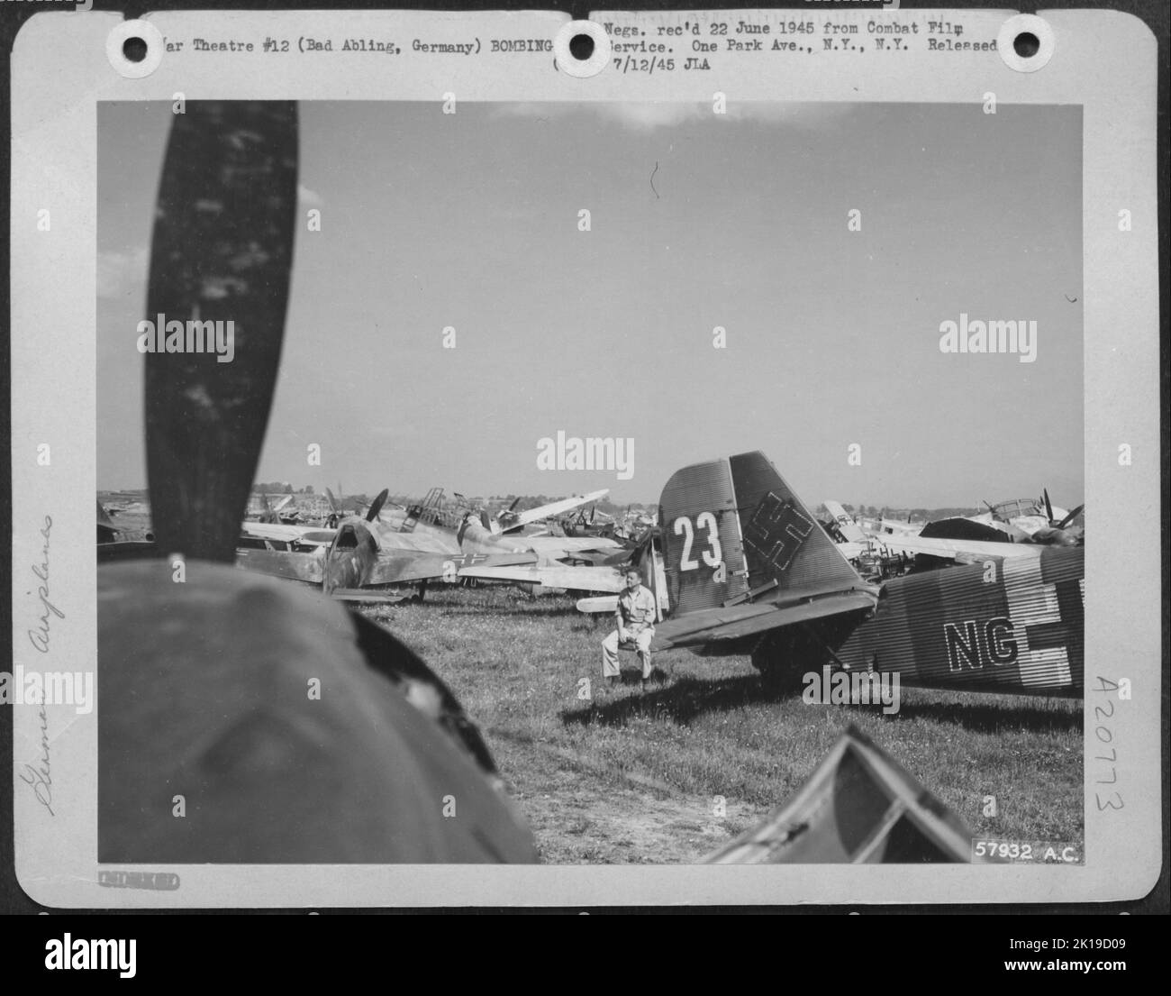 Damage To Enemy Airplanes On The Bad Abling Airdrome, Germany May 1945 ...