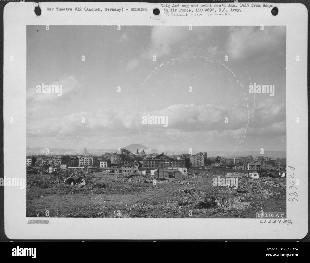 A View Of Aachen, Germany As The City Was Smouldering From A ...