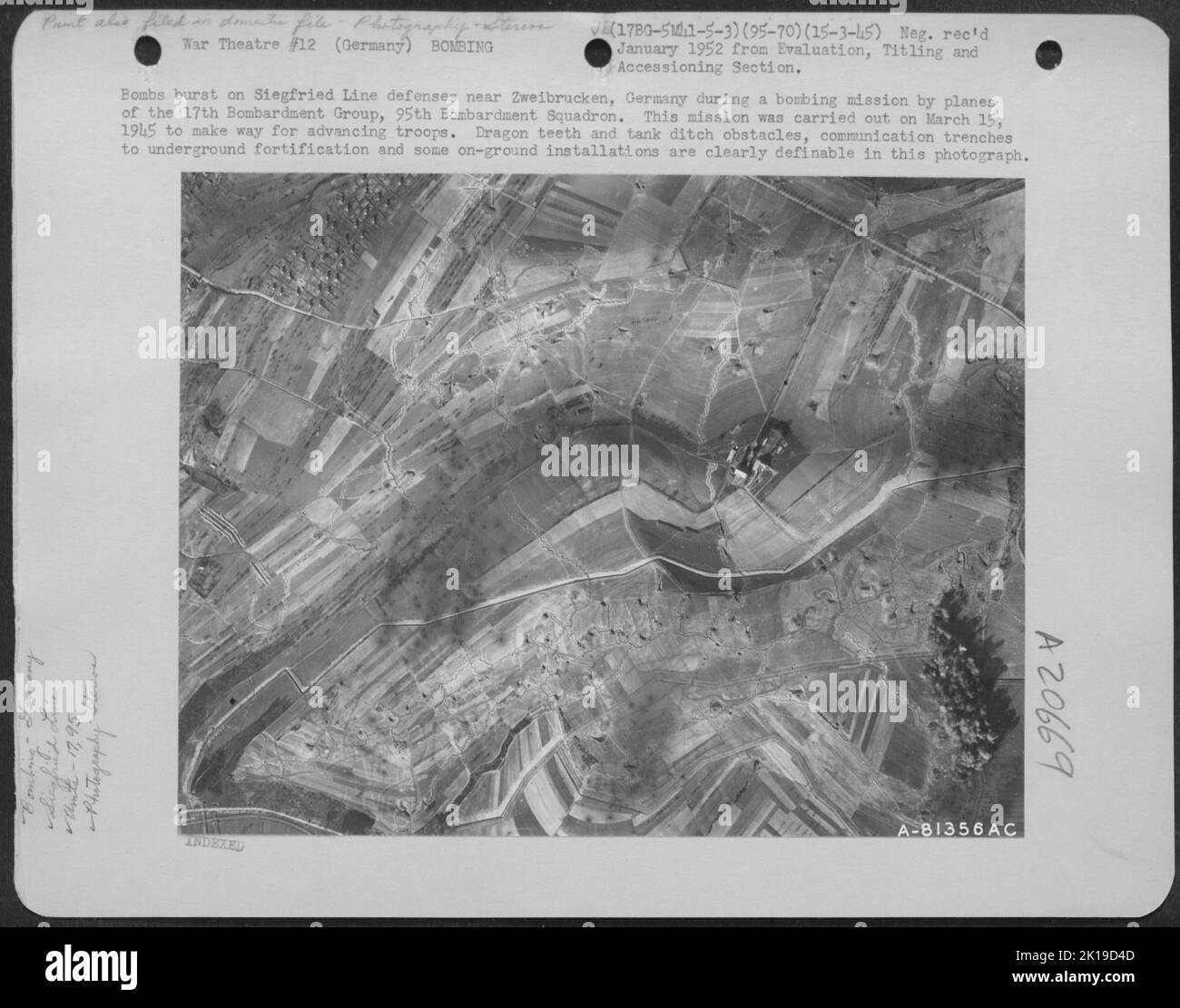 Bombs Burst On Siegfried Line Defenses Near Zweibrucken, Germany During ...