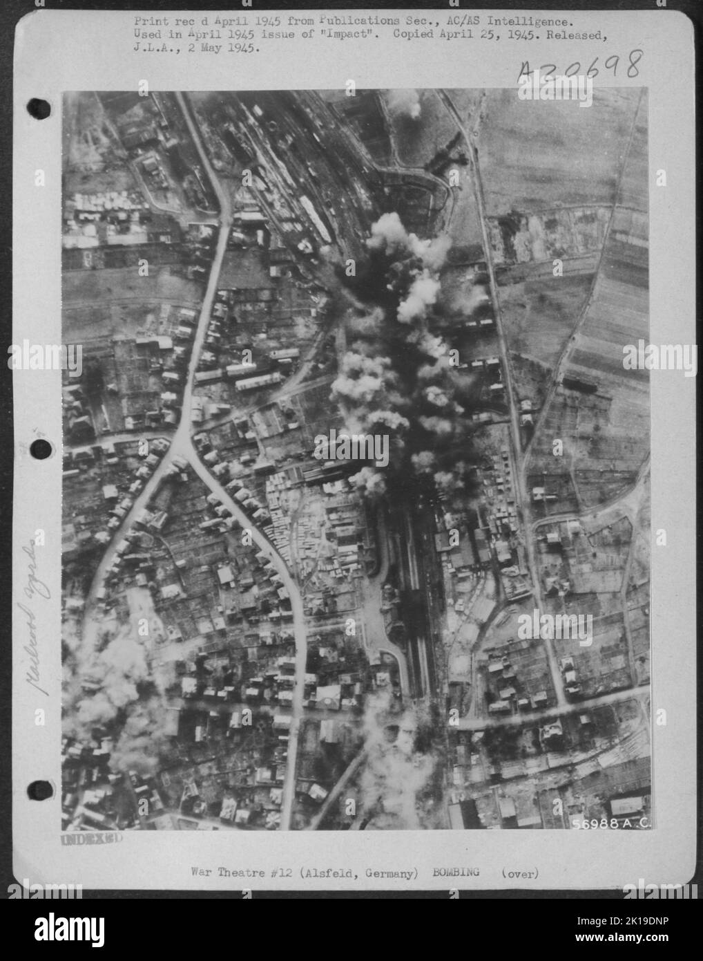 Railroad marshalling yards at Alsfeld, Germany under attack by the 9th ...