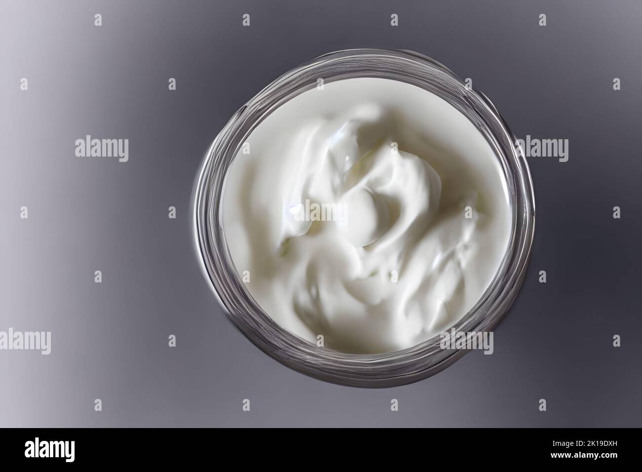 A top view of sour cream in a bowl isolated on grey background Stock ...