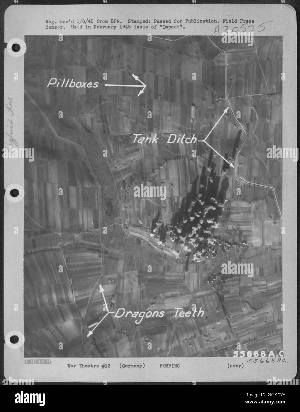 Bomb bursts from Martin B-26 Marauders of the First Tactical Air Force ...