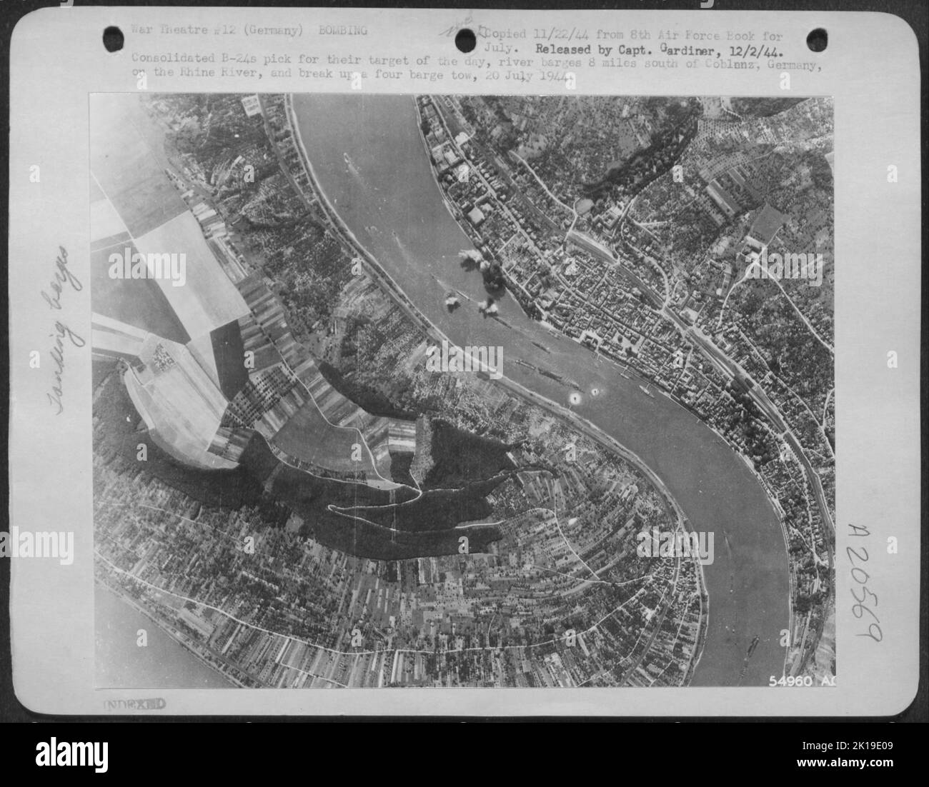 Consolidated B-24s pick for their target of the day, river barges 8 ...