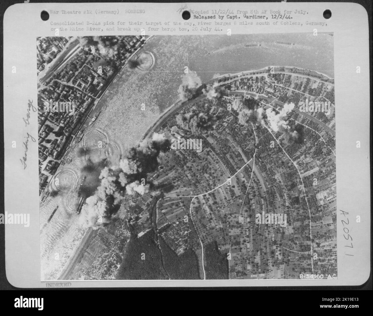 Consolidated B-24s pick for their target of the day, river barges 8 ...