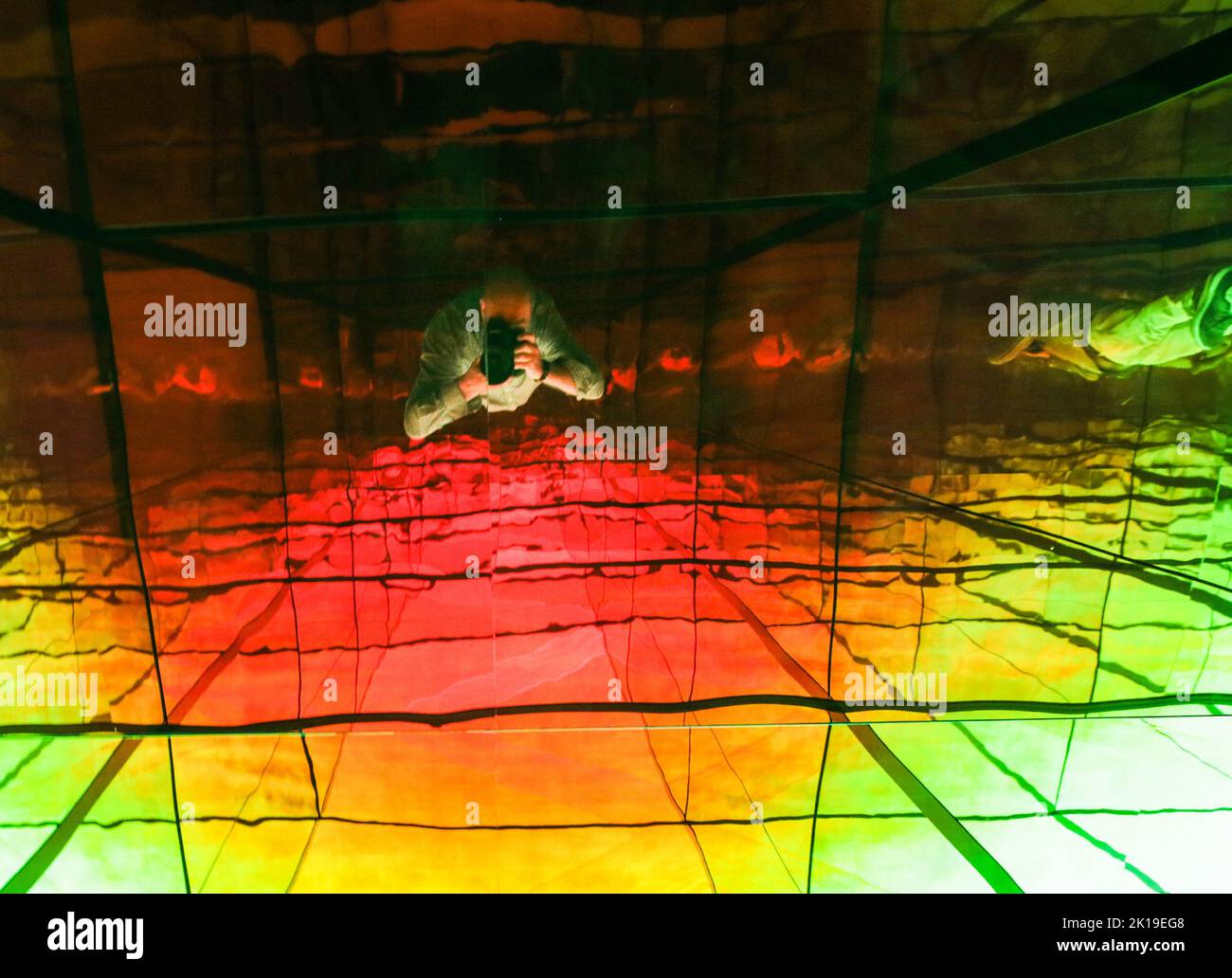 London UK 16 Sep. 2022 Me posing with the installation INTO SIGHT, a ...