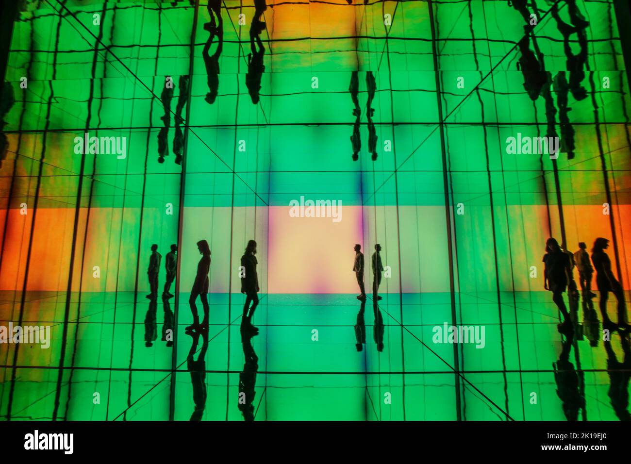 London UK 16 Sep. 2022 Members of staff pose with the installation INTO ...