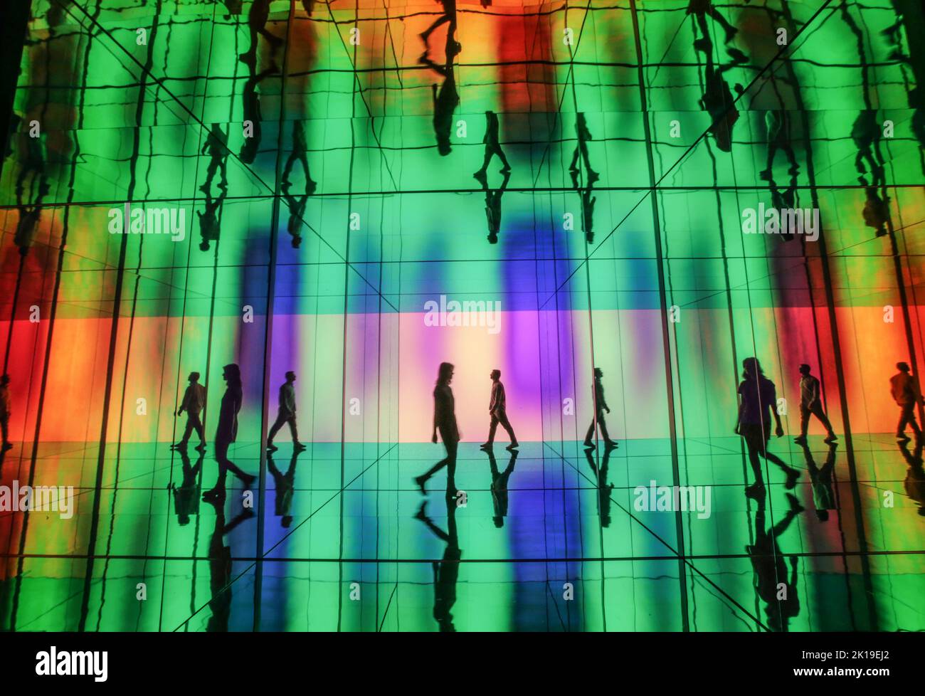 London UK 16 Sep. 2022 Members of staff pose with the installation INTO ...