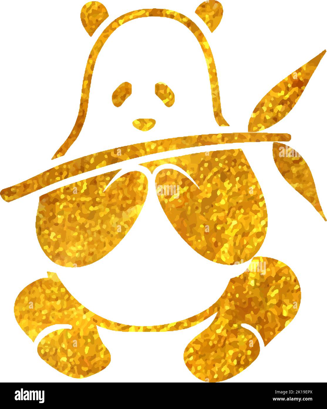 Hand drawn Panda icon in gold foil texture vector illustration Stock ...