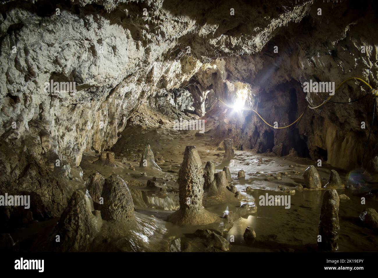 Interior of Polovragi cave, Romania. The Polovragi Cave is the largest ...