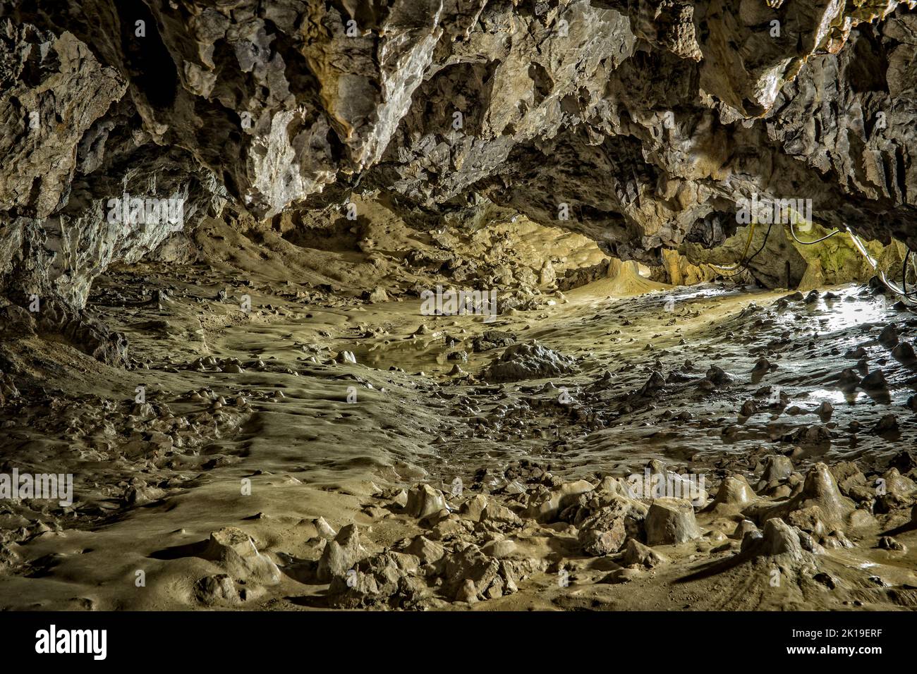 Interior of Polovragi cave, Romania. The Polovragi Cave is the largest ...