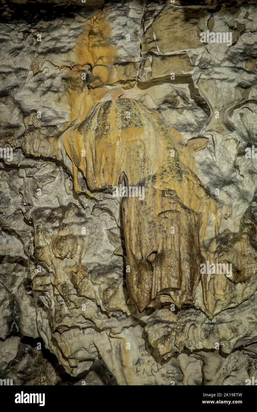 Interior of Polovragi cave, Romania. The Polovragi Cave is the largest ...