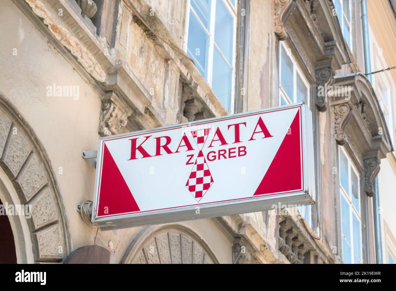 Zagreb, Croatia - June 2, 2022: Logo of Kravata Zagreb shop with ties ...