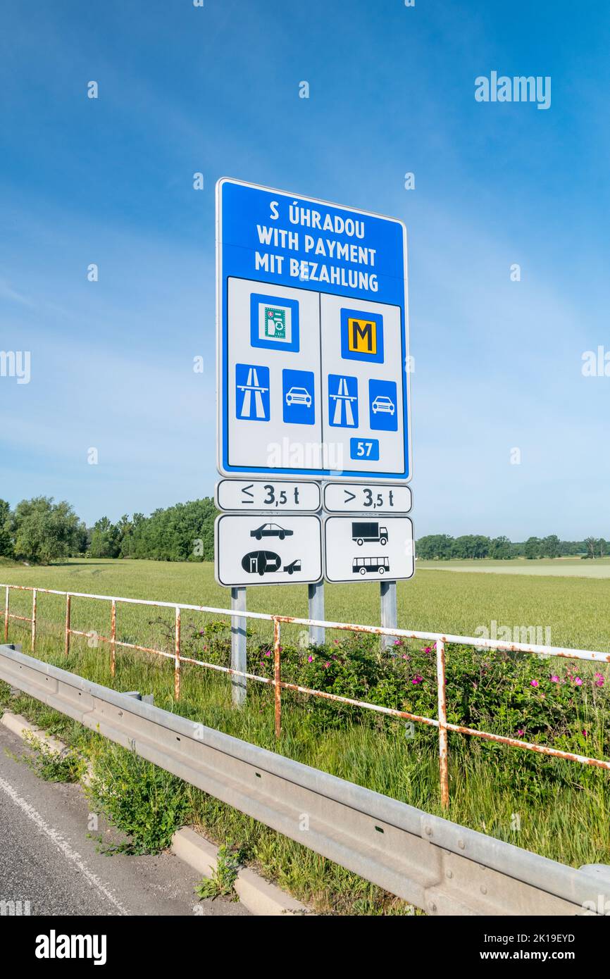 Road sign showing payment roads in Slovakia Stock Photo - Alamy