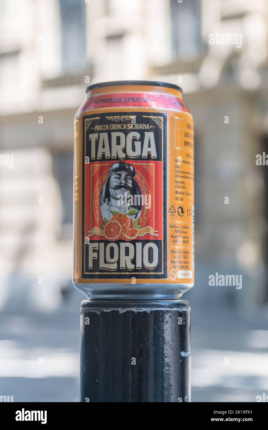 Bratislava, Slovakia - May 31, 2022: Can of Targa Florio sparkling ...