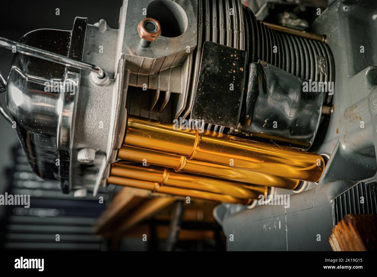 Copper pipes on engine assembly Stock Photo - Alamy