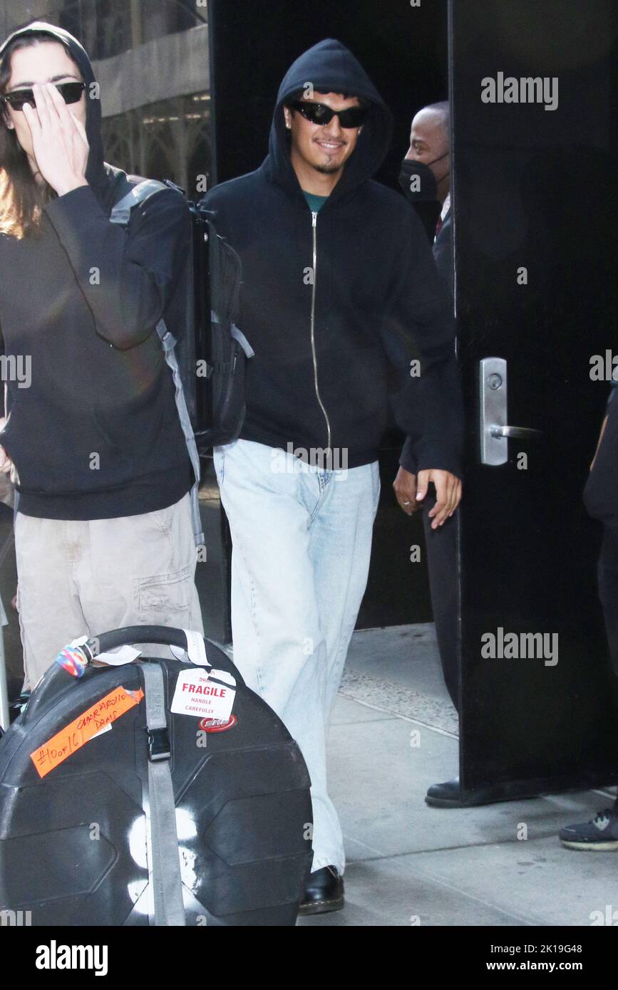 New York, NY, USA. 16th Sep, 2022. Omar Apollo seen exiting Good ...