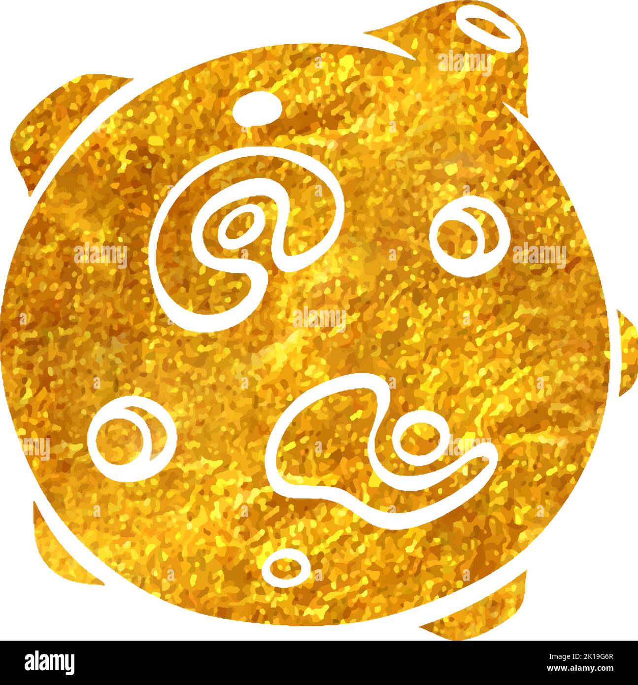 Hand drawn Planet icon in gold foil texture vector illustration Stock ...