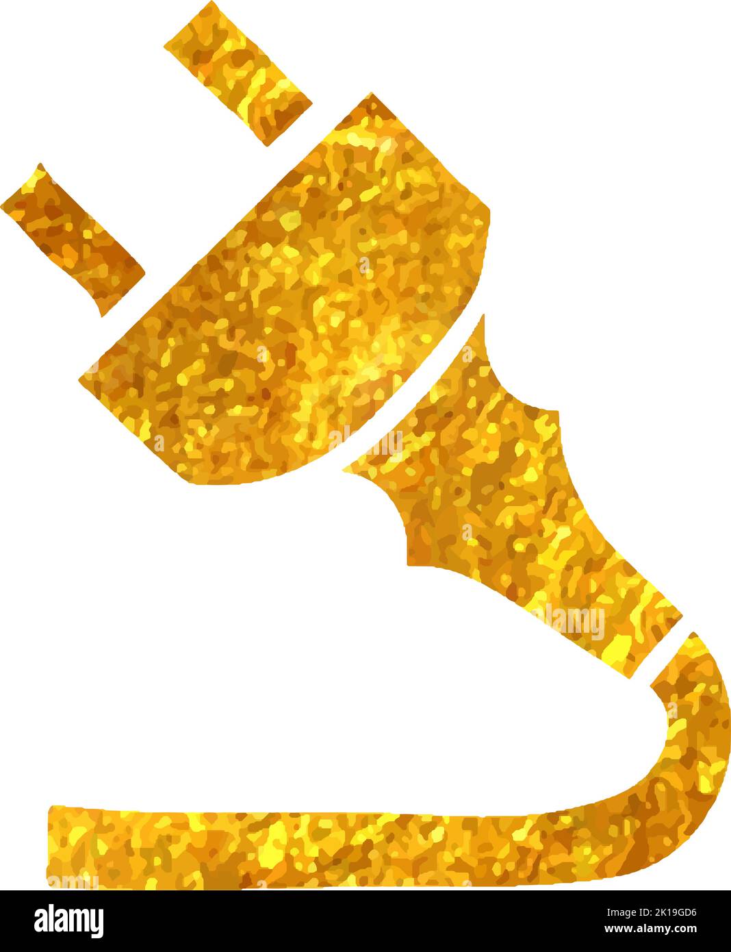 Hand drawn Electric plug icon in gold foil texture vector illustration ...