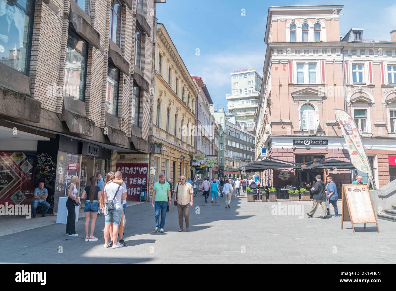 Sarajevo, Bosnia and Herzegovina - June 3, 2022: View in downtown of ...