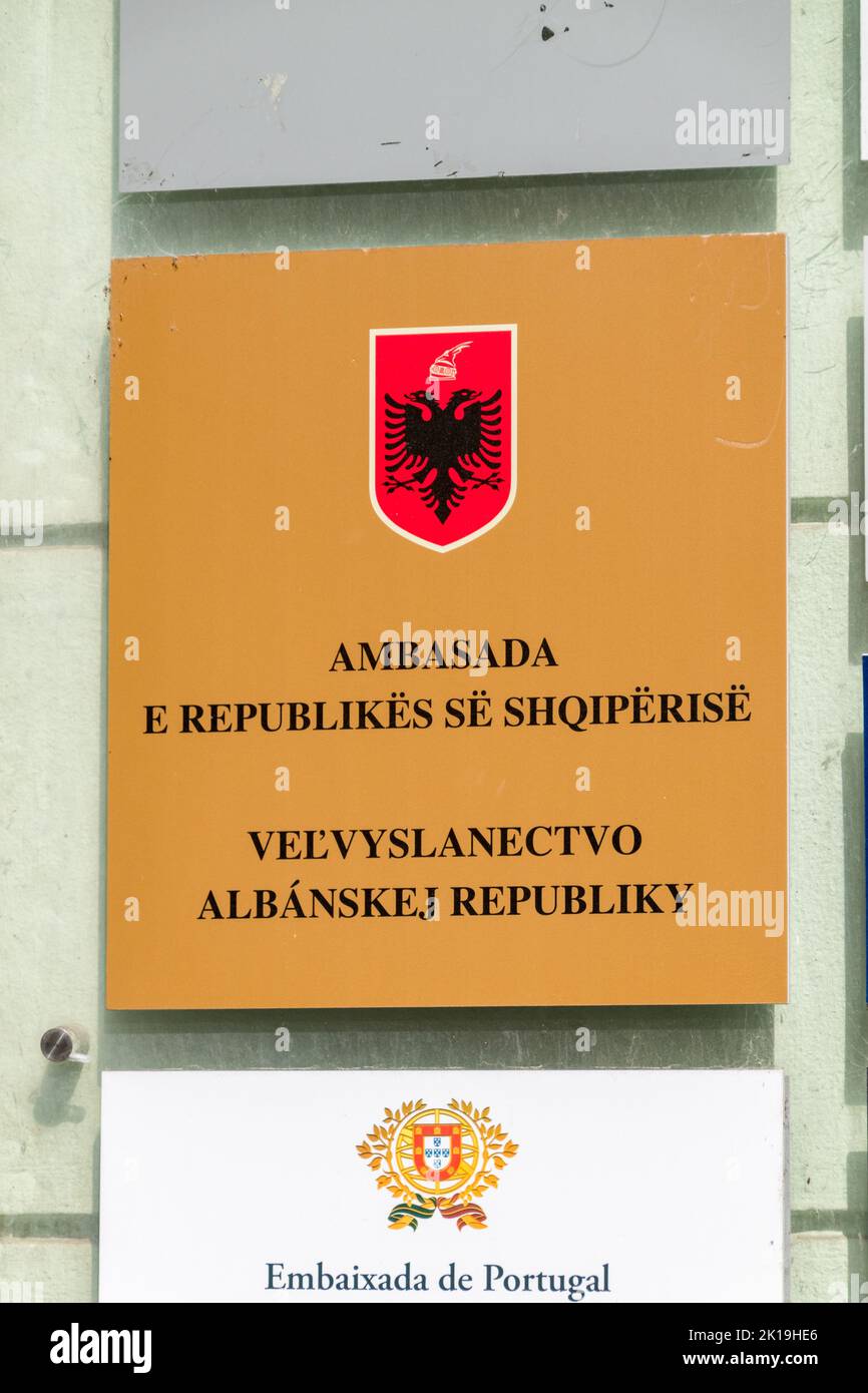 Bratislava, Slovakia - May 31, 2022: Emblem of Embassy of the Republic ...