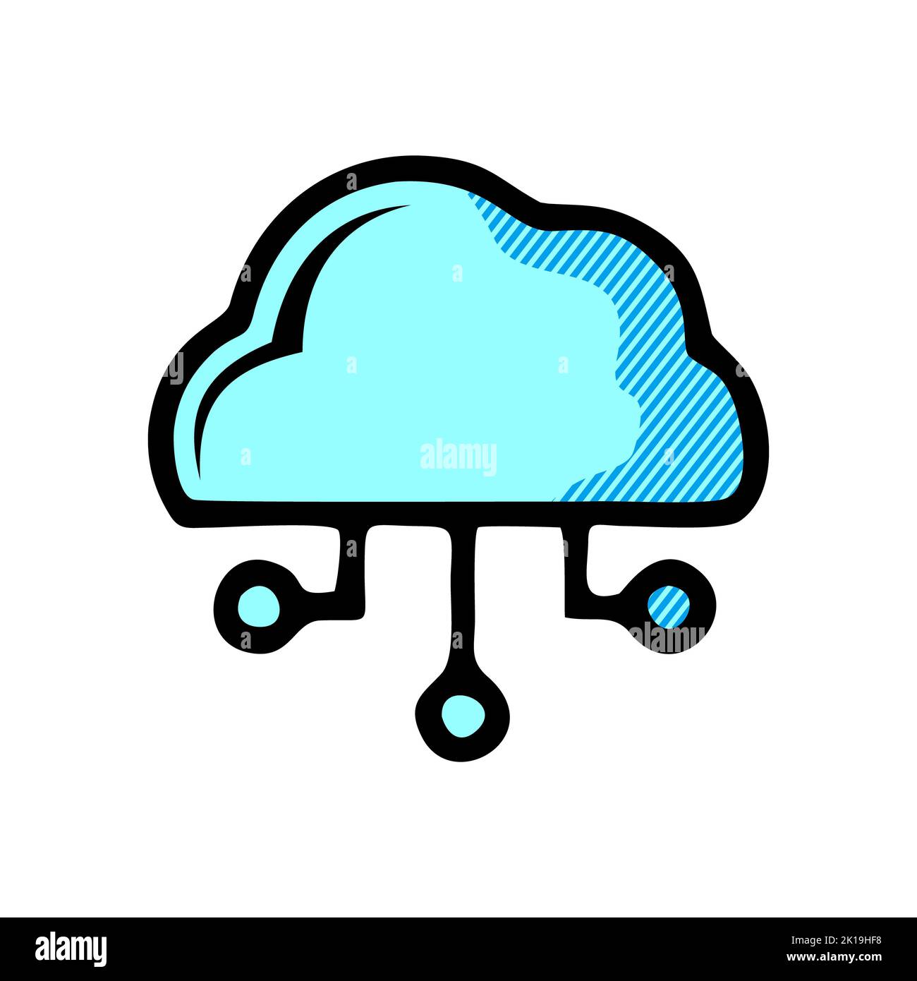 Cloud icon with circuit pattern in Circle iconic symbol inside a circle ...