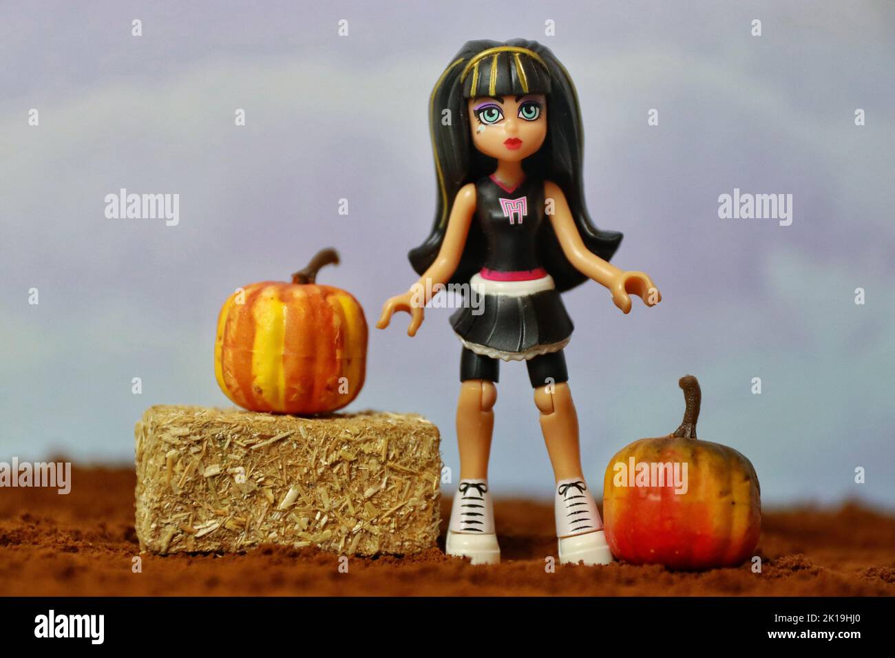 A closeup of a female doll character dressed for Holloween Stock Photo ...