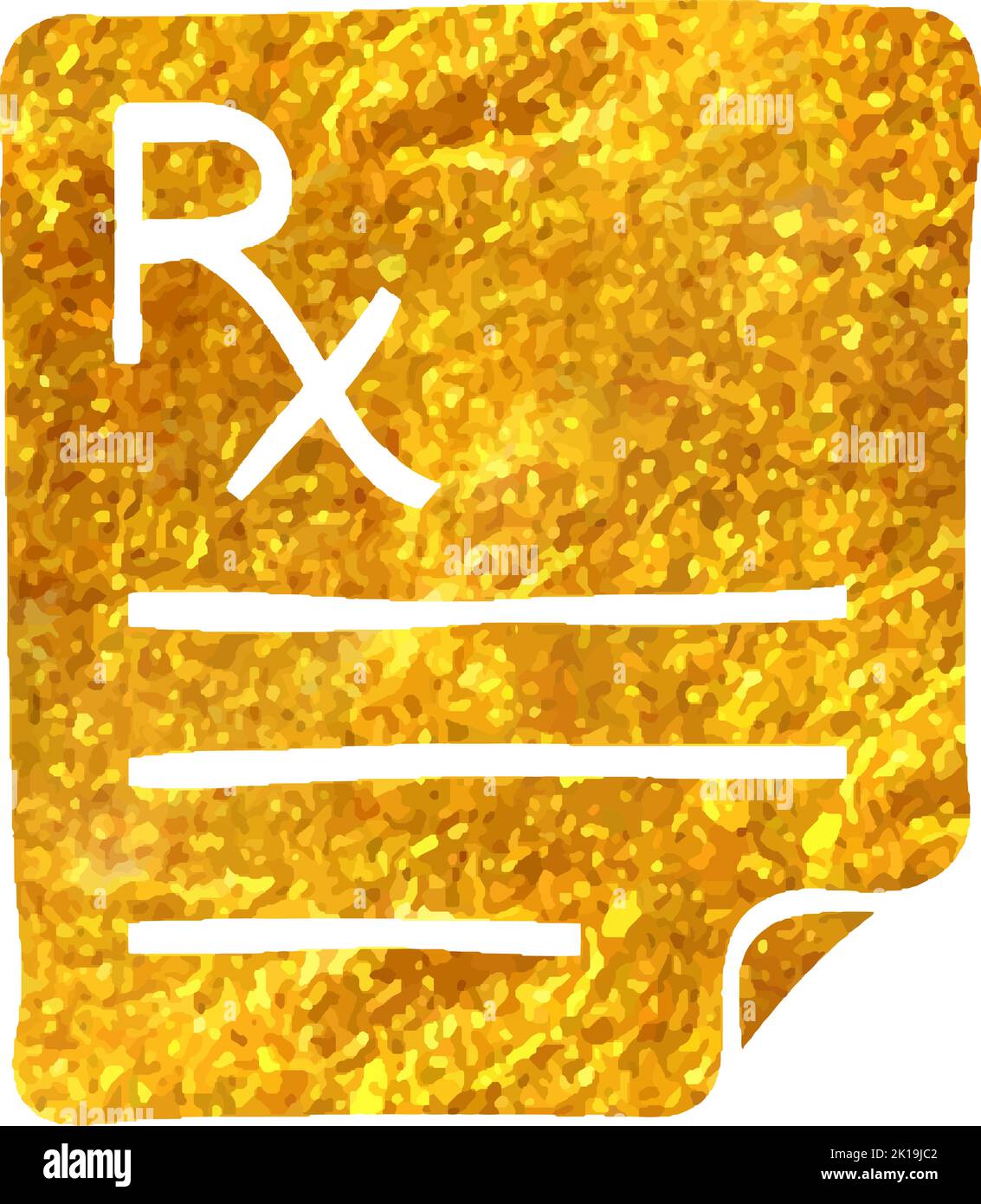 Hand drawn Medical prescription icon in gold foil texture vector ...
