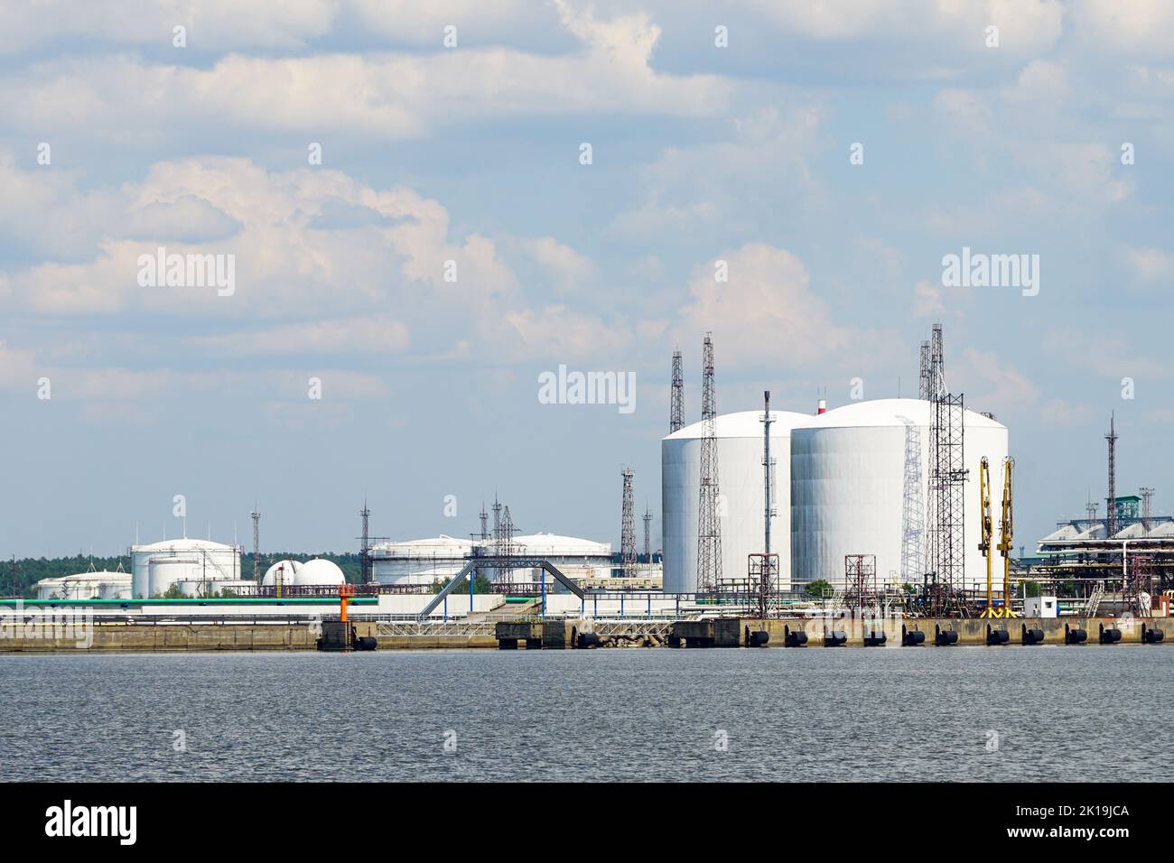 Petrochemical refinery product tank farm at oil terminal for commercial ...