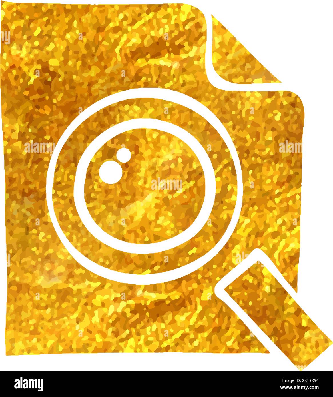 Hand drawn Magnifier icon in gold foil texture vector illustration ...