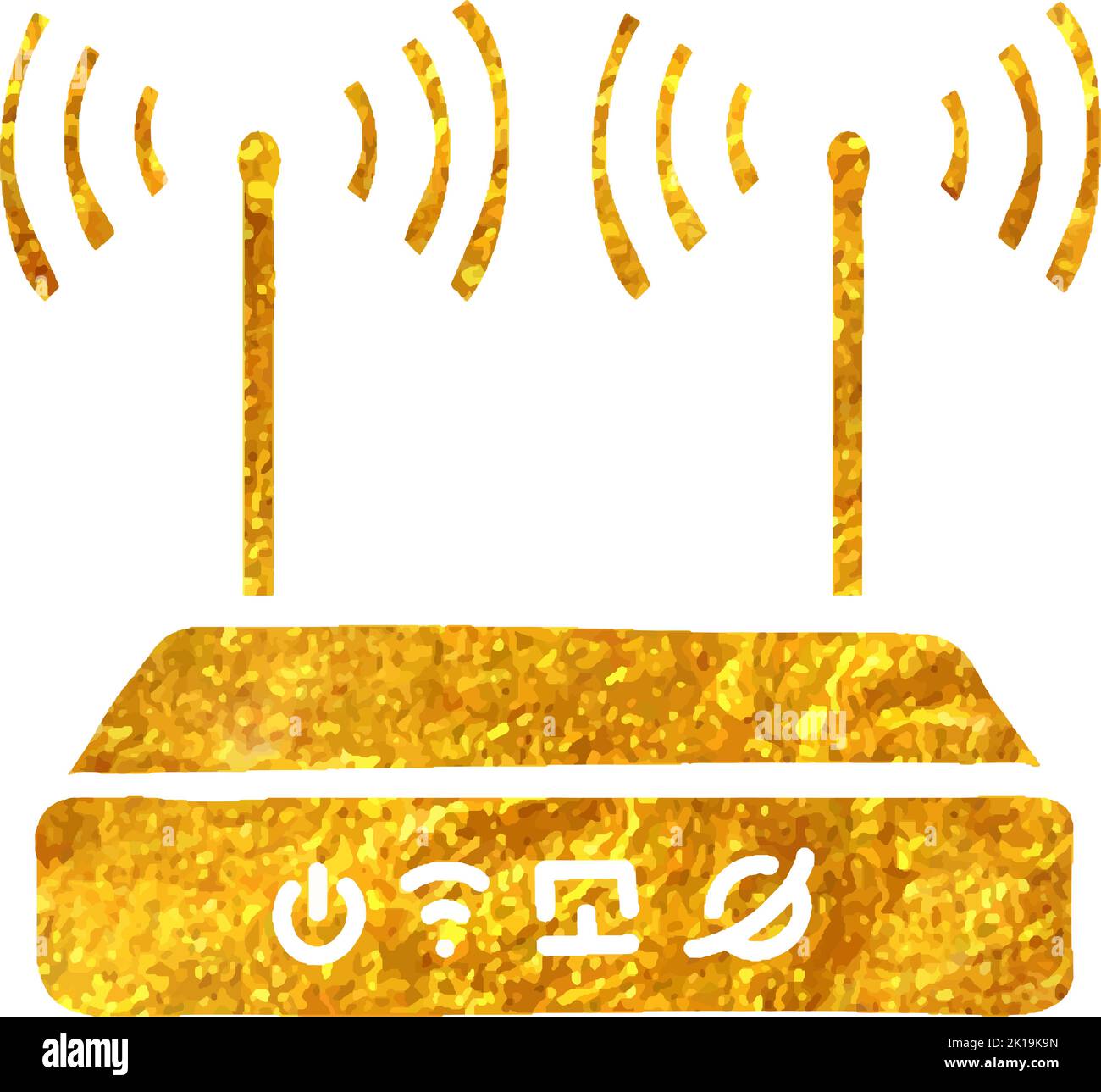 Hand drawn Router icon in gold foil texture vector illustration Stock ...