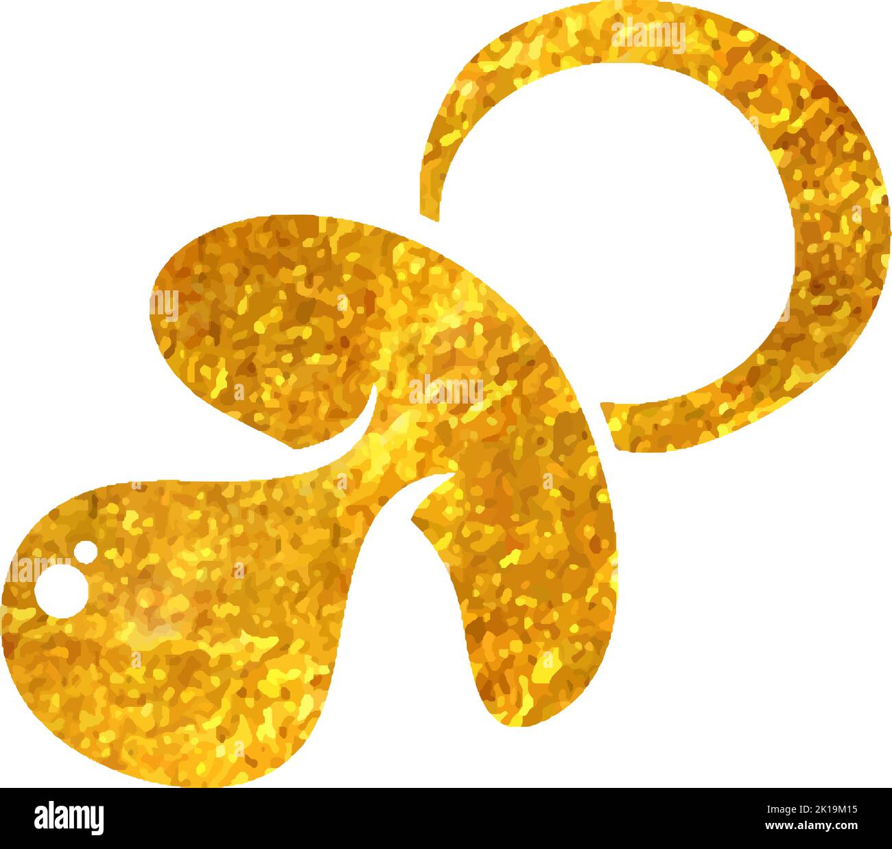 Hand drawn Pacifier icon in gold foil texture vector illustration Stock ...