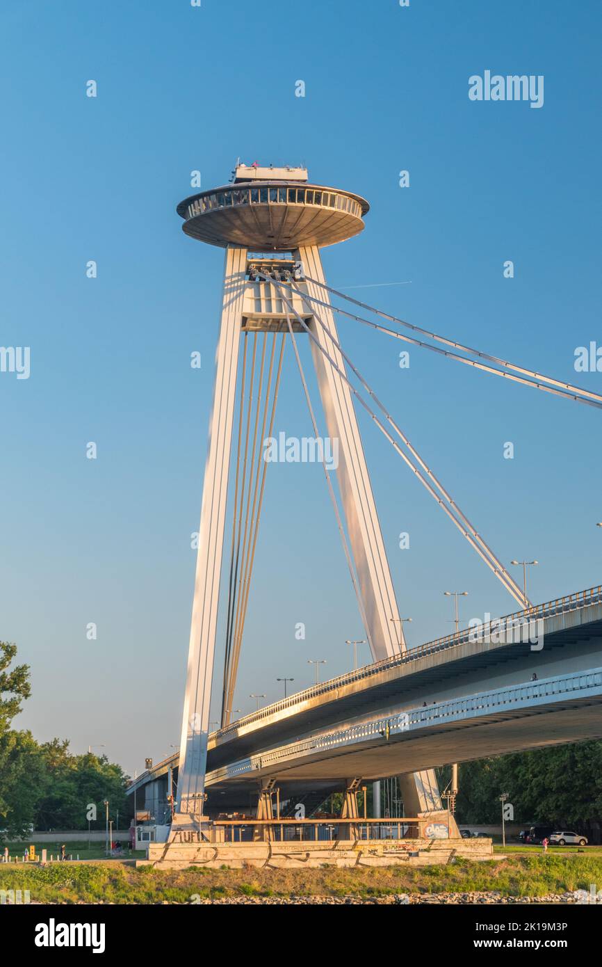 Bratislava, Slovakia - May 31, 2022: Sunset view on Bridge pylon and ...